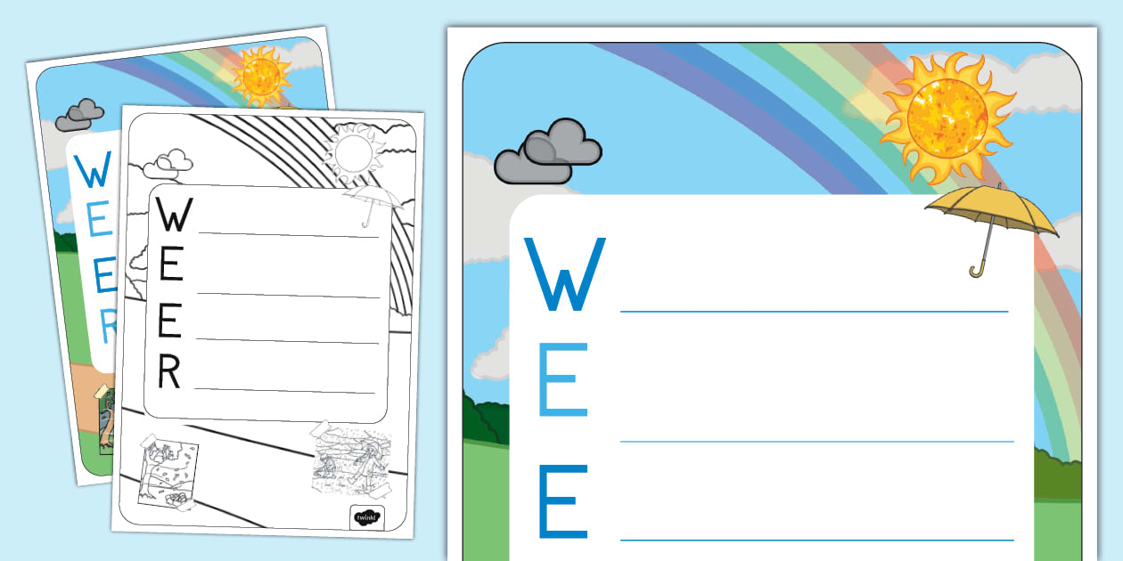 * NEW * Weer Akrostiese Gedig Templaat (teacher made)
