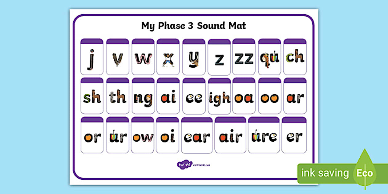 Phase 3 Letter Shapes Sound Word Mat (teacher made) - Twinkl