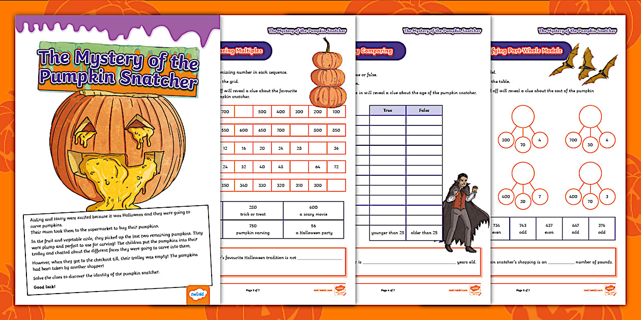 Year 3 Maths Mystery Game - Mystery of the Pumpkin Snatcher
