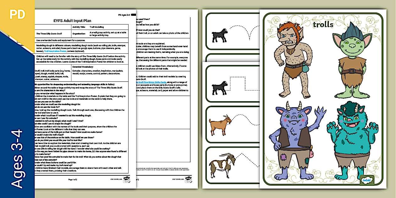 EYFS Three Billy Goats Gruff Troll Models Adult Input Plan