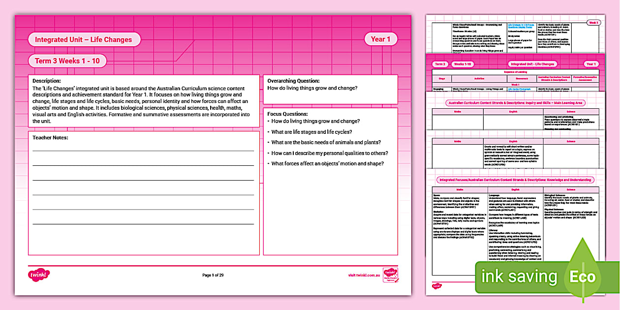Life Changes Yr 1 IU Overview (teacher made) - Twinkl