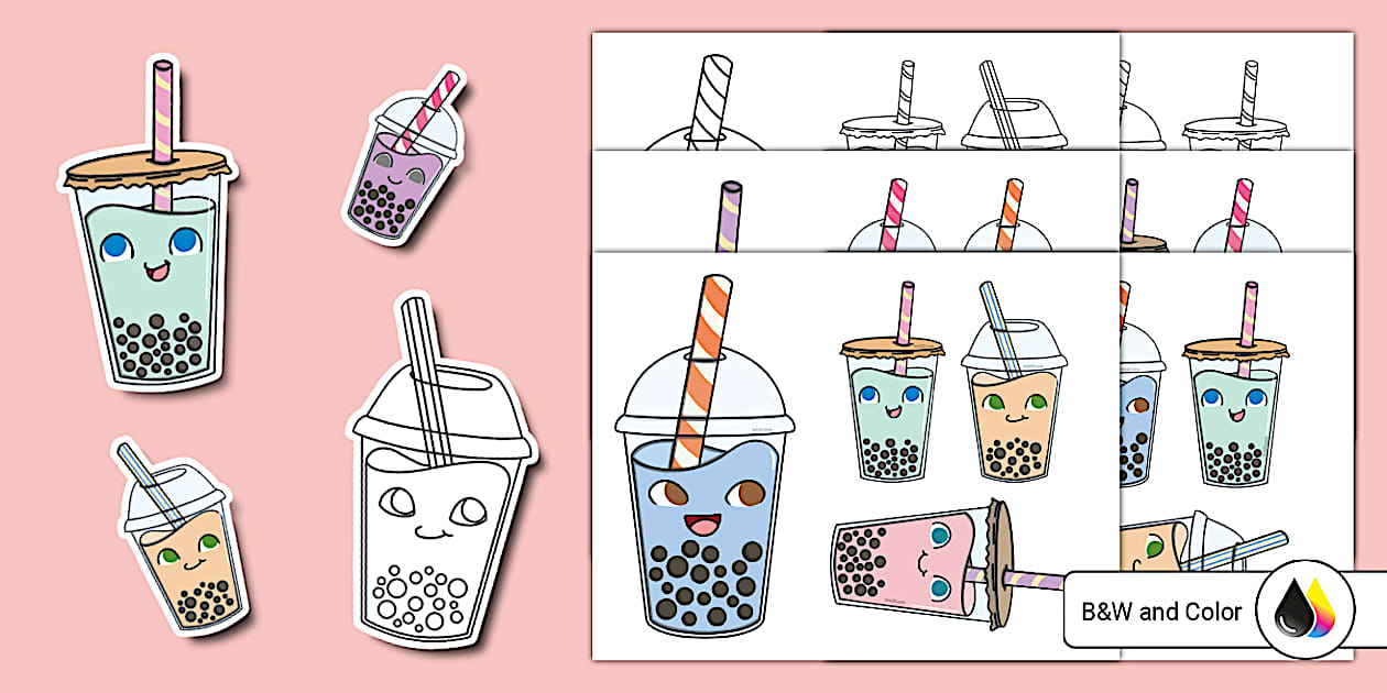 Cute Boba Tea Theme Cutouts (teacher made) - Twinkl