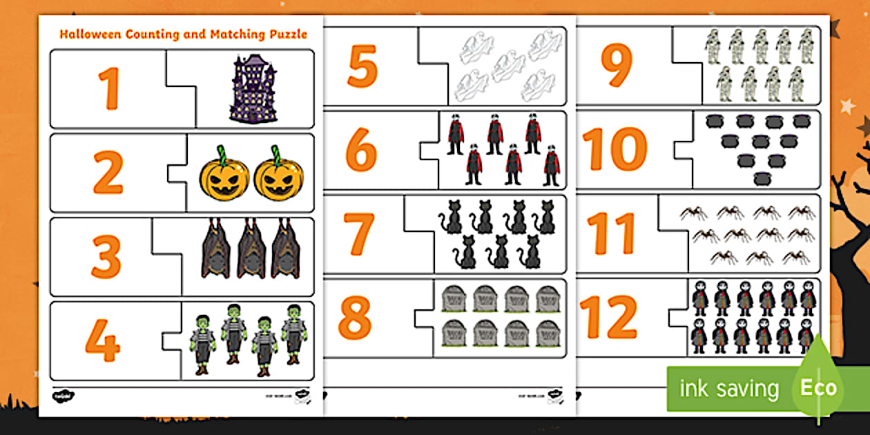 Halloween Counting Puzzle (teacher made) - Twinkl