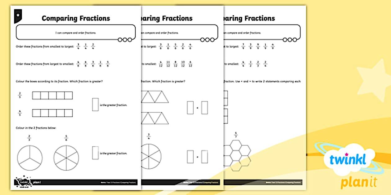 PlanIt Maths Y3 Fractions Comparing Fractions Home Learning