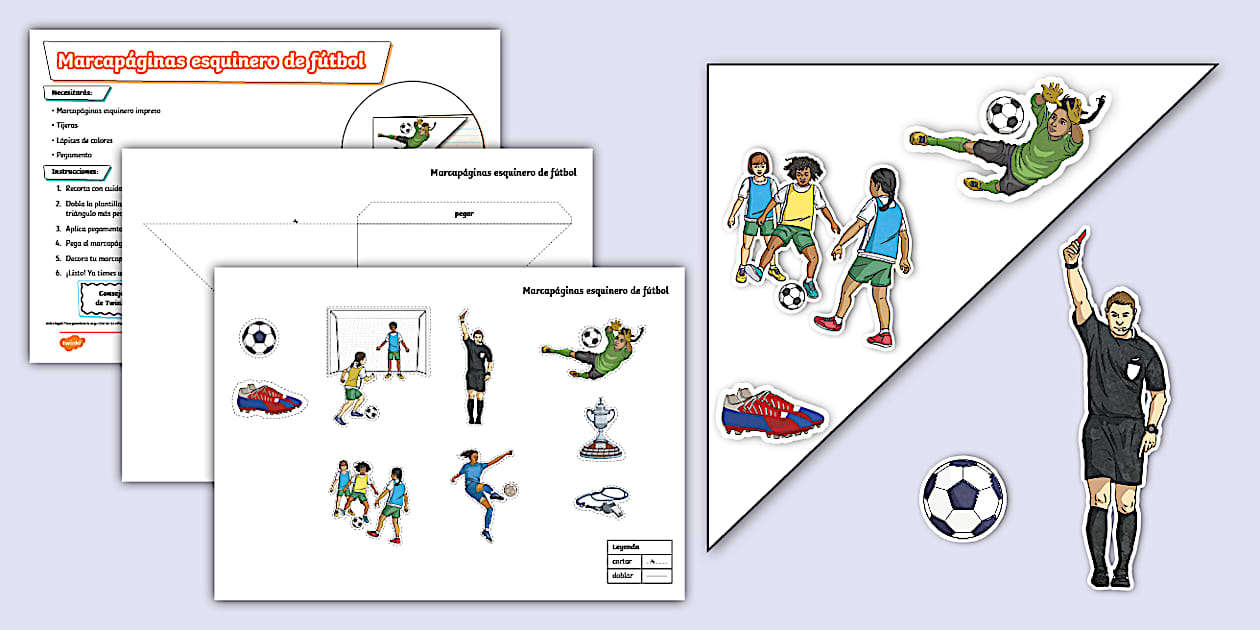 Marcapáginas esquinero: Fútbol - Twinkl España - Twinkl