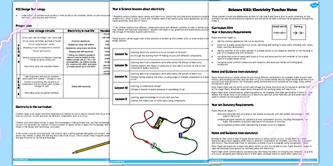 Year 4 Electricity Unit Teacher Note (Teacher-Made) - Twinkl
