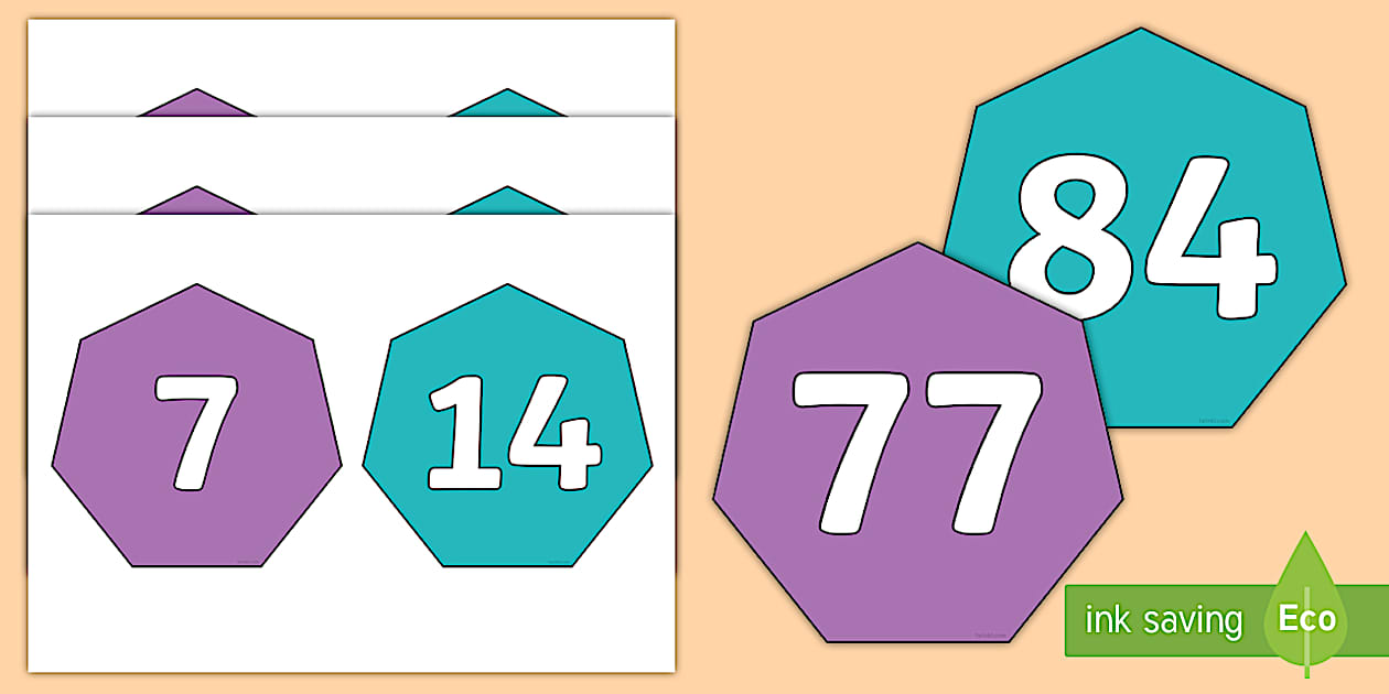 Counting in 7s on Heptagons Cut-Outs (teacher made) - Twinkl