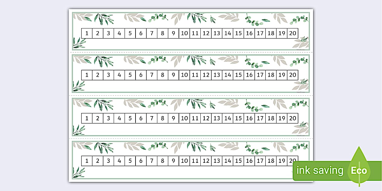 Botanical-Themed Numbers 1-20 Number Track - Twinkl