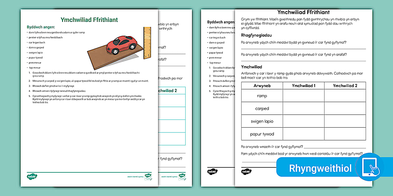 Poster Ymchwiliad Gwyddoniaeth Ffrithiant Wyneb - Twinkl