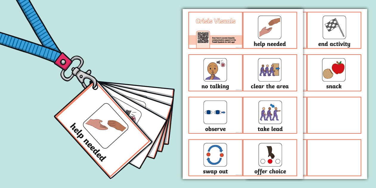Twinkl Symbols: Crisis Lanyard Card Set (teacher made)