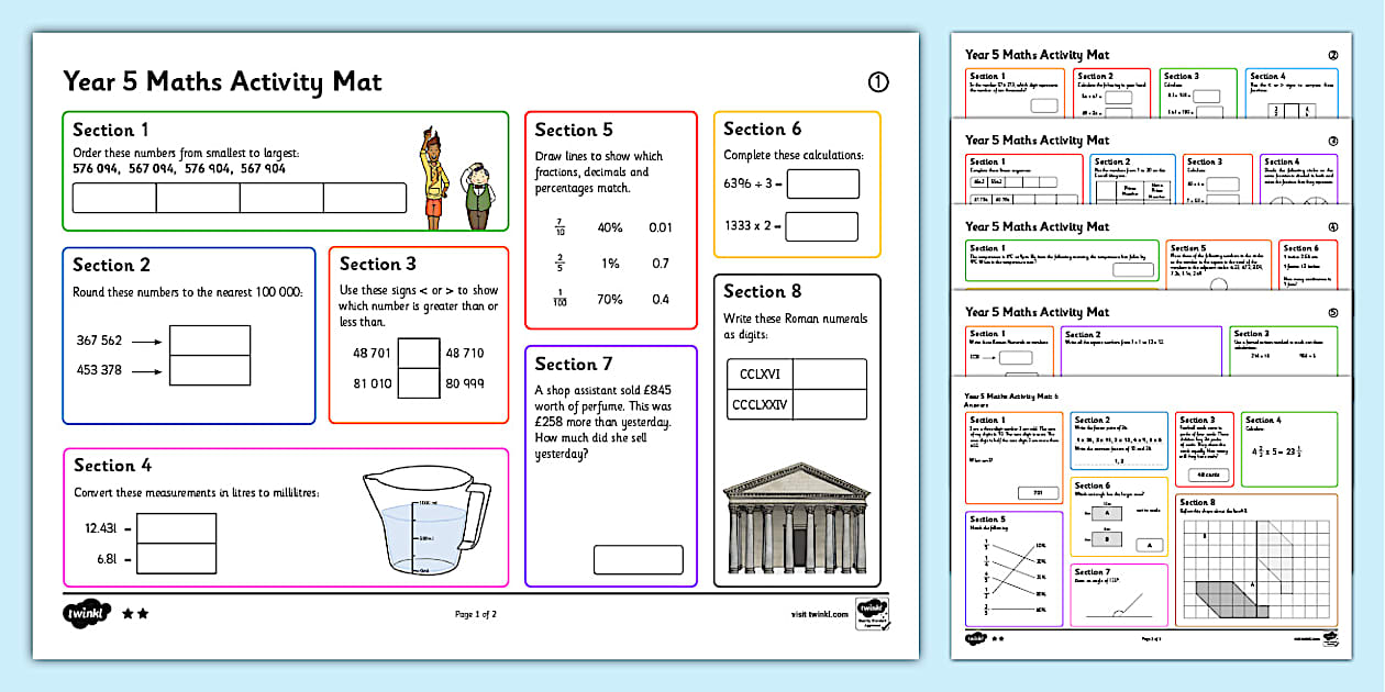 Year 5 Summer 1 Maths Activity Mats (teacher made) - Twinkl