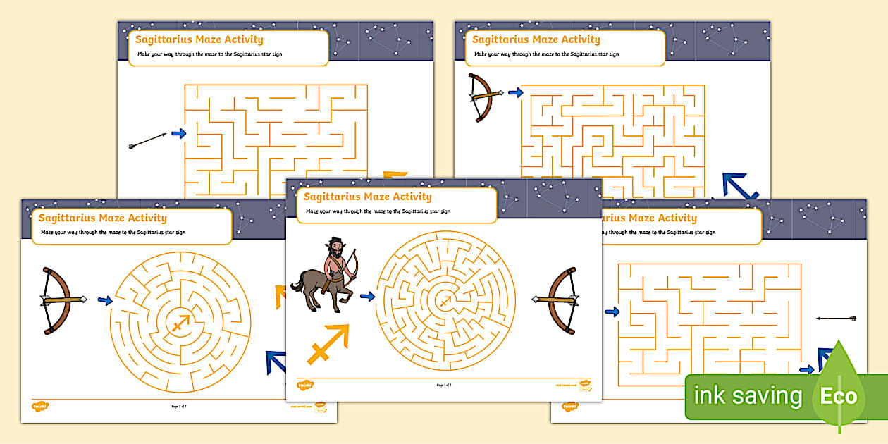 Sagittarius Maze Activity Worksheets | Twinkl | Mazes | KS1