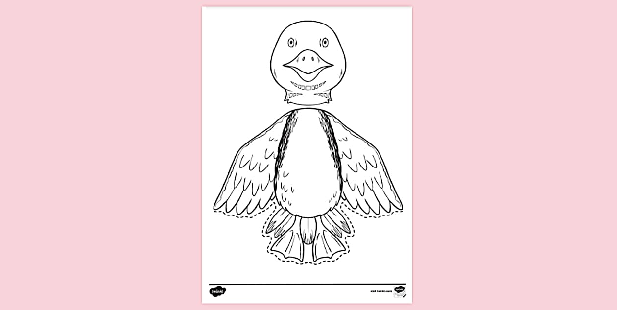 Loon Puppet Template Colouring | Colouring Sheet - Twinkl