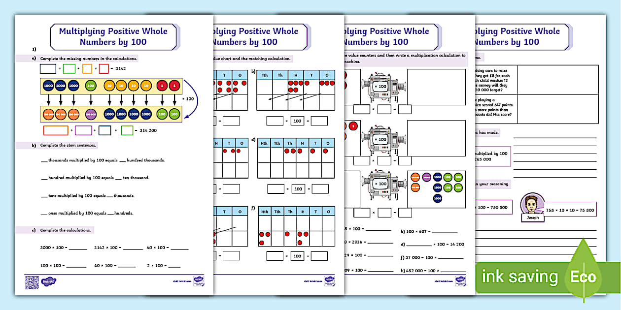 👉 Multiplying Positive Integers by 100 Activity Sheet