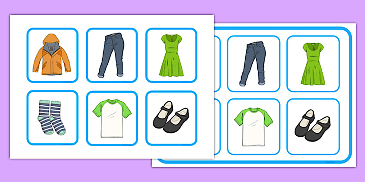 Clothes Matching Cards and Board - Twinkl