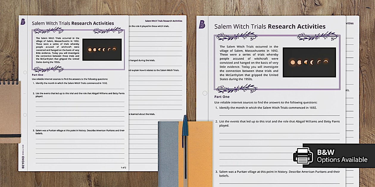 Salem Witch Trials Research Activities