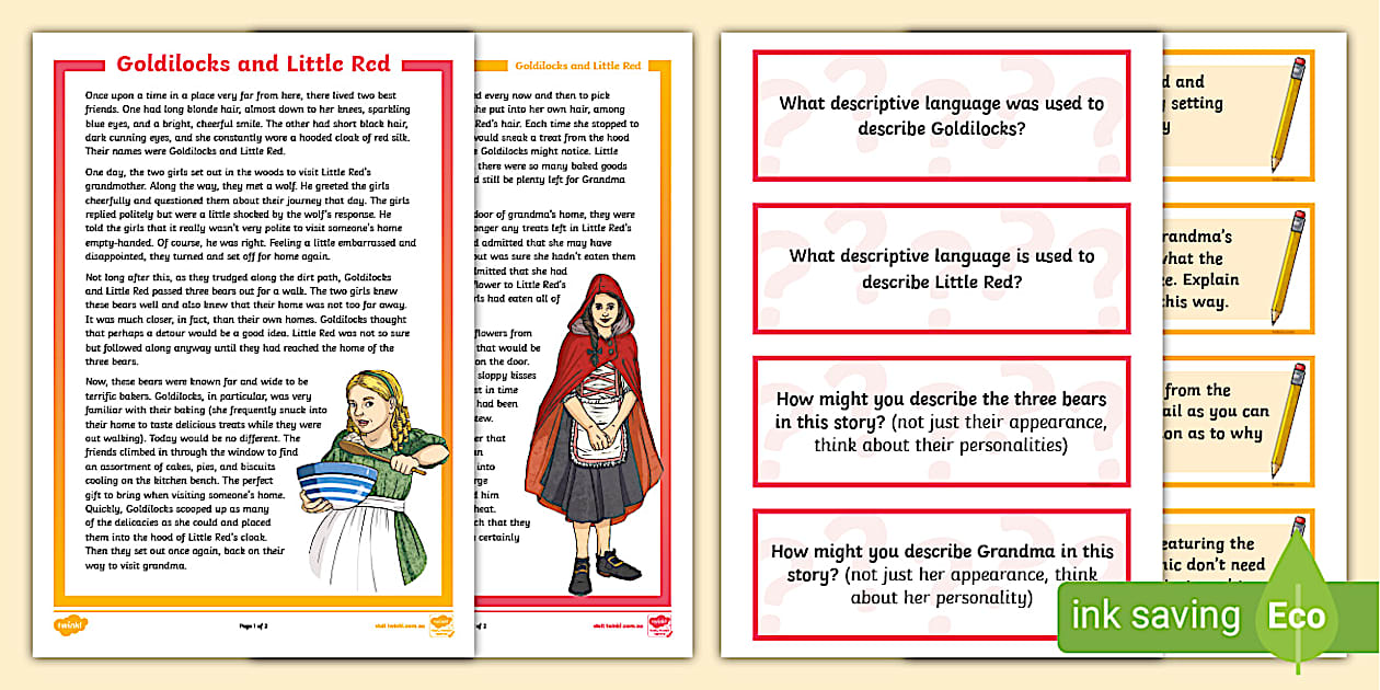 Fractured Fairytales Reading Centre Comprehension Activity