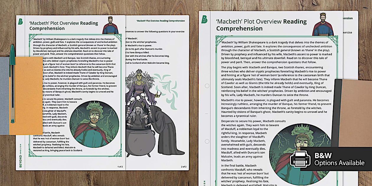 'Macbeth' Plot Overview Reading Comprehension (teacher made)