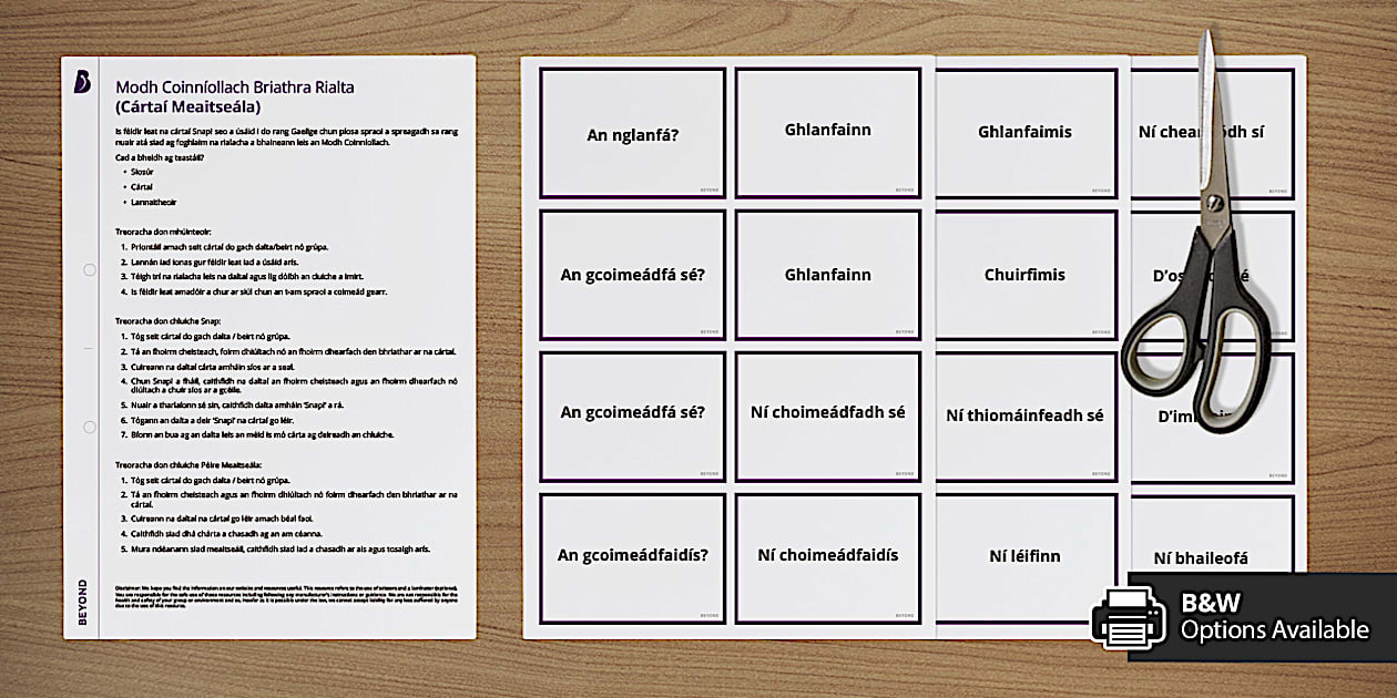 Modh Coinníollach - Briathra Rialta Cártaí Meaitseála