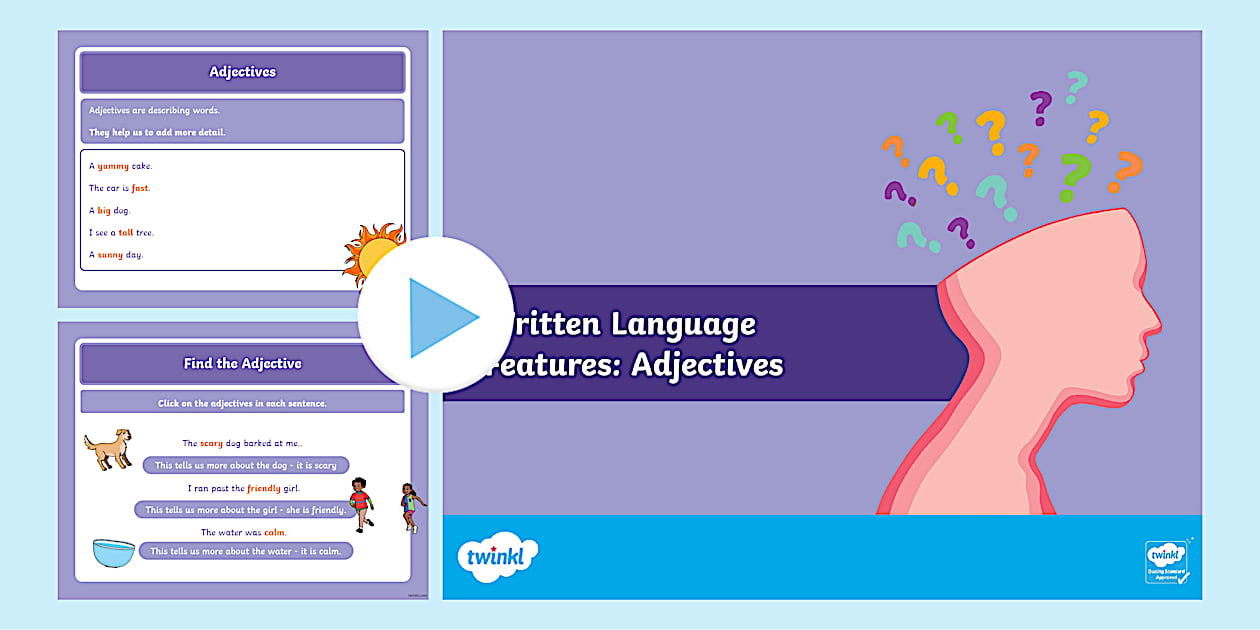 Written Language Features: Adjectives (teacher made)
