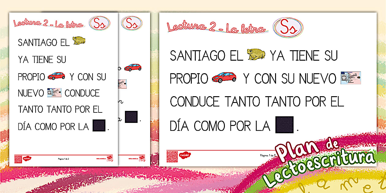 Plan de lectoescritura: La letra S - Lectura 2 - Twinkl