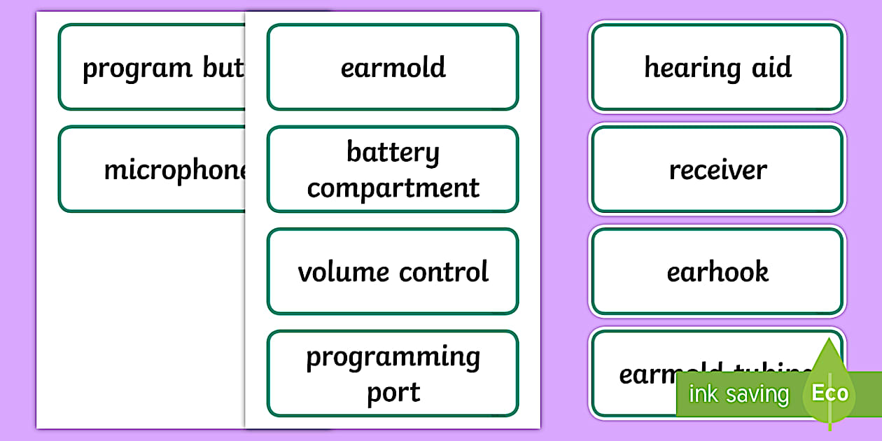 Hearing Aid Word Cards