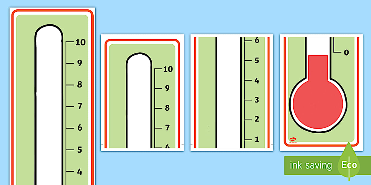 Thermometer 0-10 Vertical Number Line Display Banner