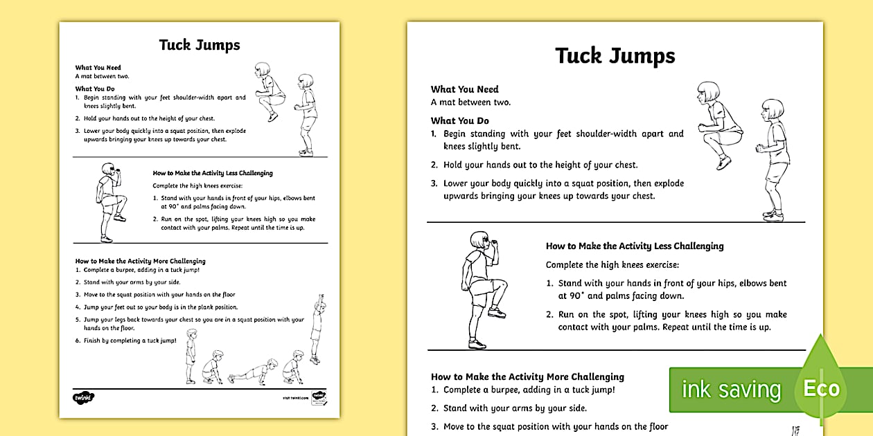 Tuck Jump Circuit Card Pupil Knowledge Sheet (teacher made)