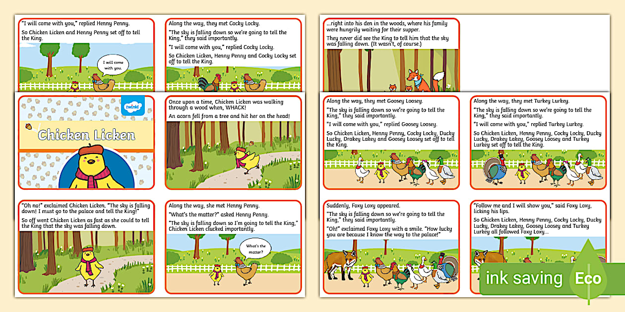Chicken Licken Story Sequencing Cards - Twinkl