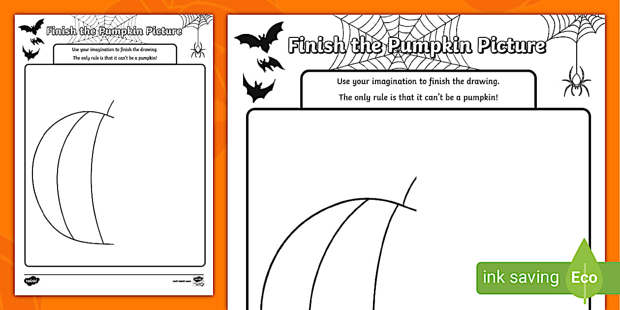 Finish the Pumpkin Picture Worksheet (teacher made) - Twinkl