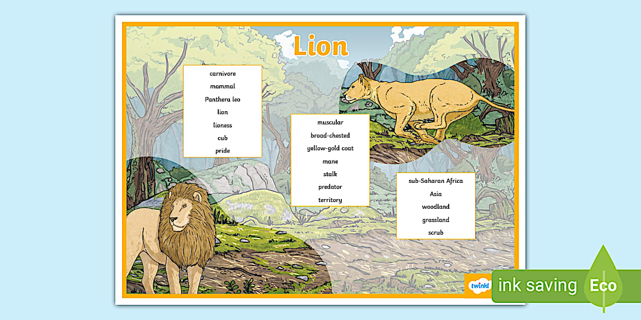 Lion Word Mat - Twinkl - KS2 (Teacher-Made) - Twinkl