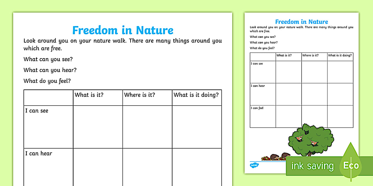 KS1 Freedom in Nature Worksheet / Worksheet (teacher made)