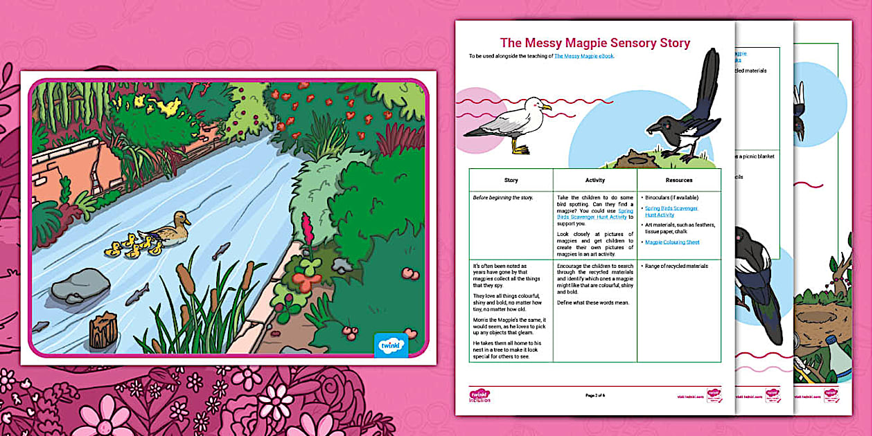 The Messy Magpie Sensory Story (teacher made) - Twinkl
