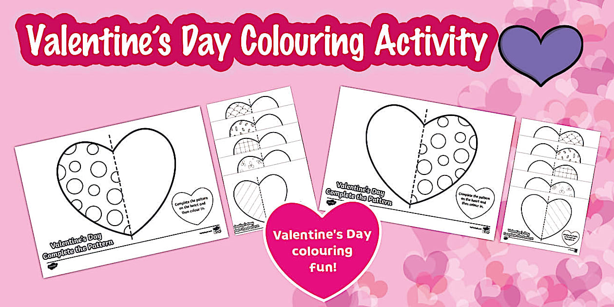 Valentine's Day Complete the Pattern Colouring Activity