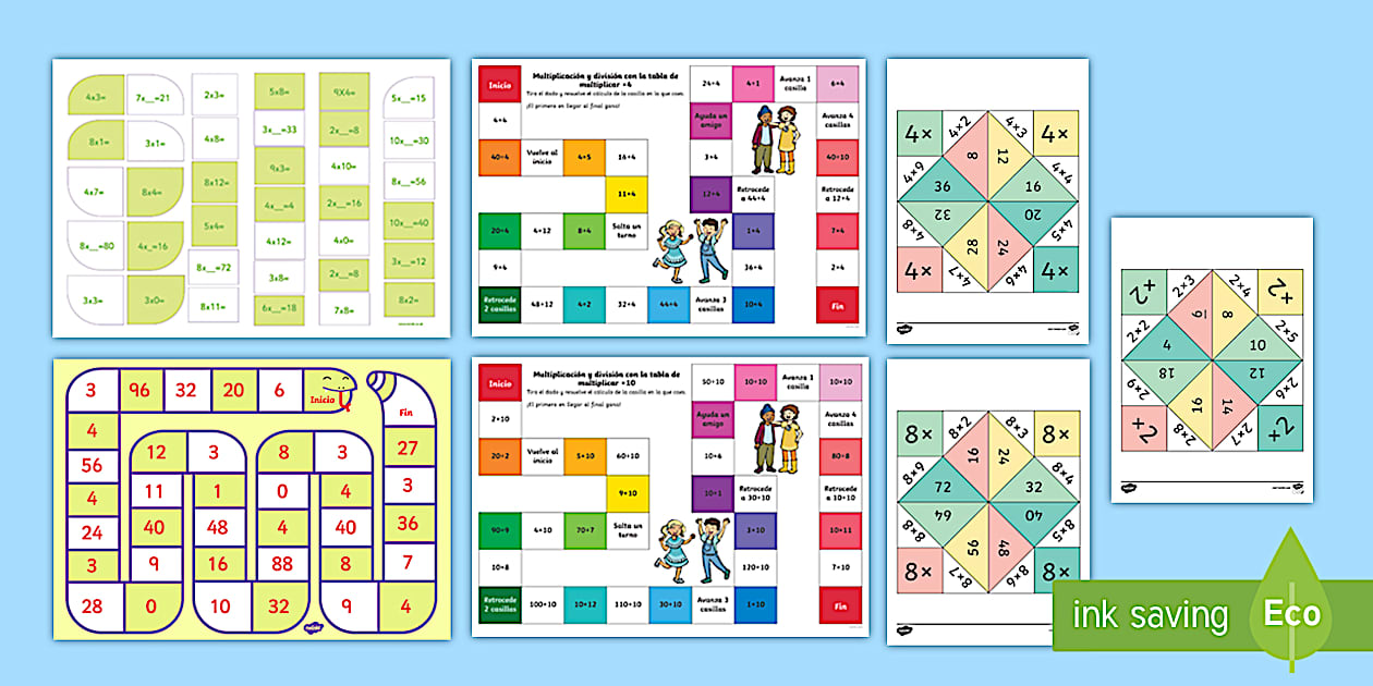 Pack de recursos: Juegos de multiplicación y división