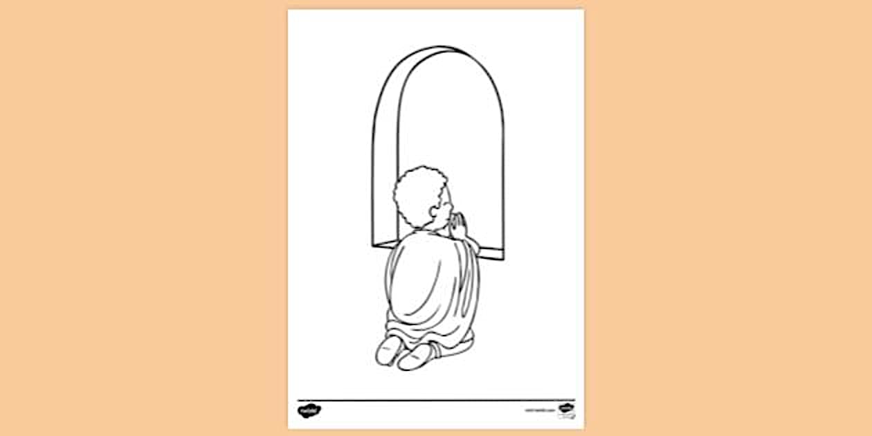 Daniel Praying at a Window Colouring Sheet | Colouring Sheets