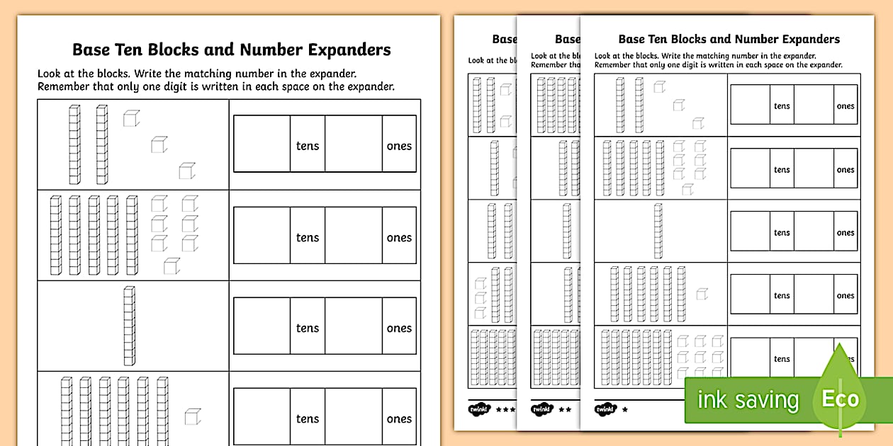 Editable Base Ten Blocks and Number Expanders Differentiated Worksheets