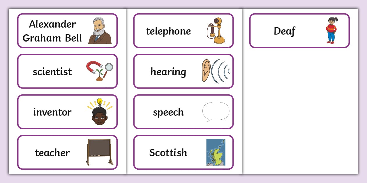 Alexander Graham Bell Word Cards - KS1 - Twinkl
