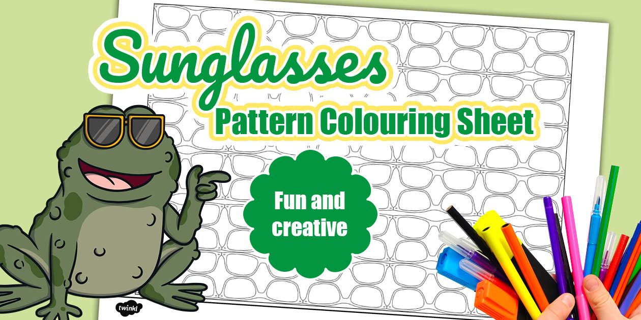 * NEW * Sunglasses Pattern Colouring Sheet