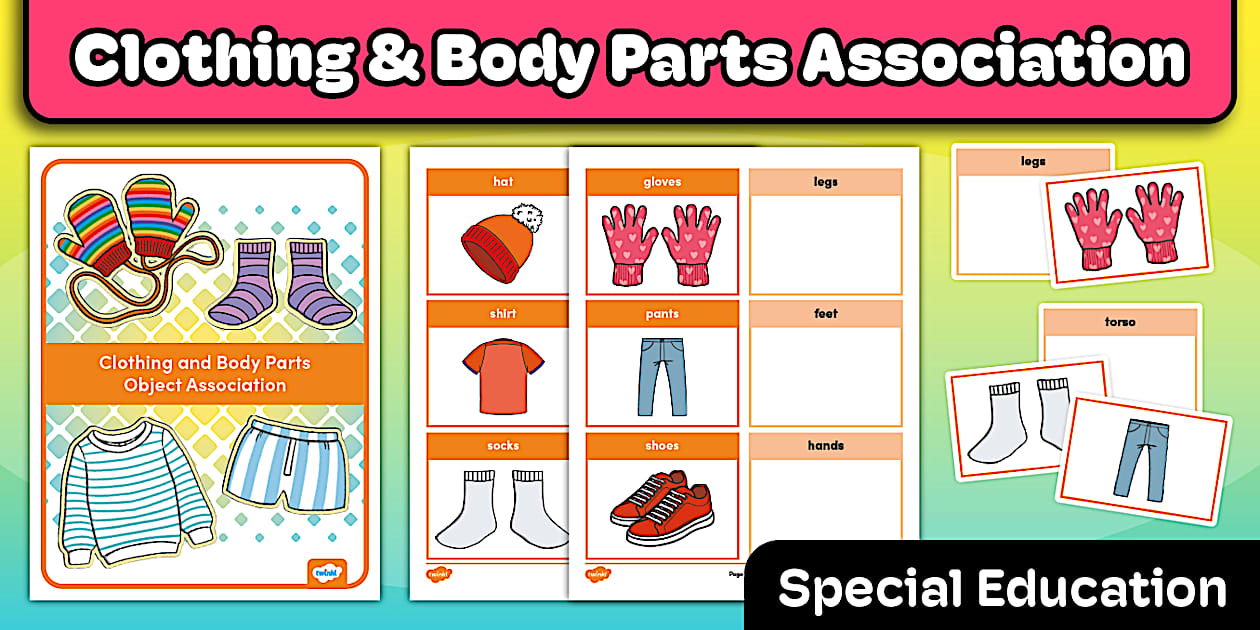 Clothing and Body Parts Object Association File Folder Activity