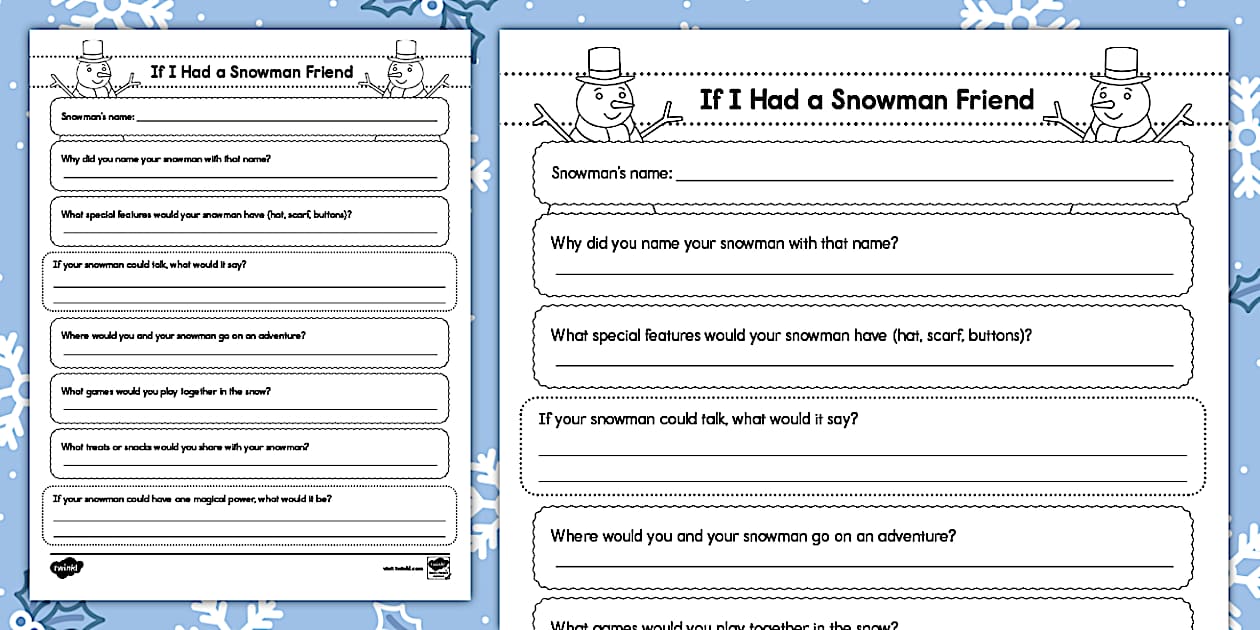 If I Had a Snowman Friend Activity for K-2nd Grade - Twinkl