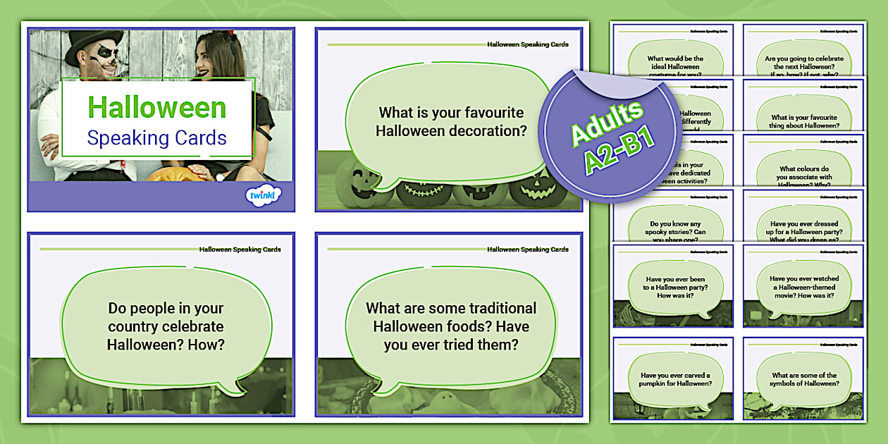 ESL Halloween Speaking Cards [Adults, A2-B1] (teacher made)