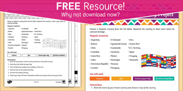 FREE! - * NEW * Hispanic Heritage Month Paper Bag Project