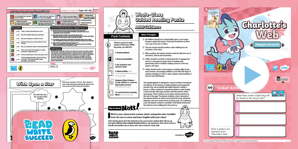 FREE! - Charlotte's Web Whole-Class Guided Reading Pack 11: Chapters 18 ...