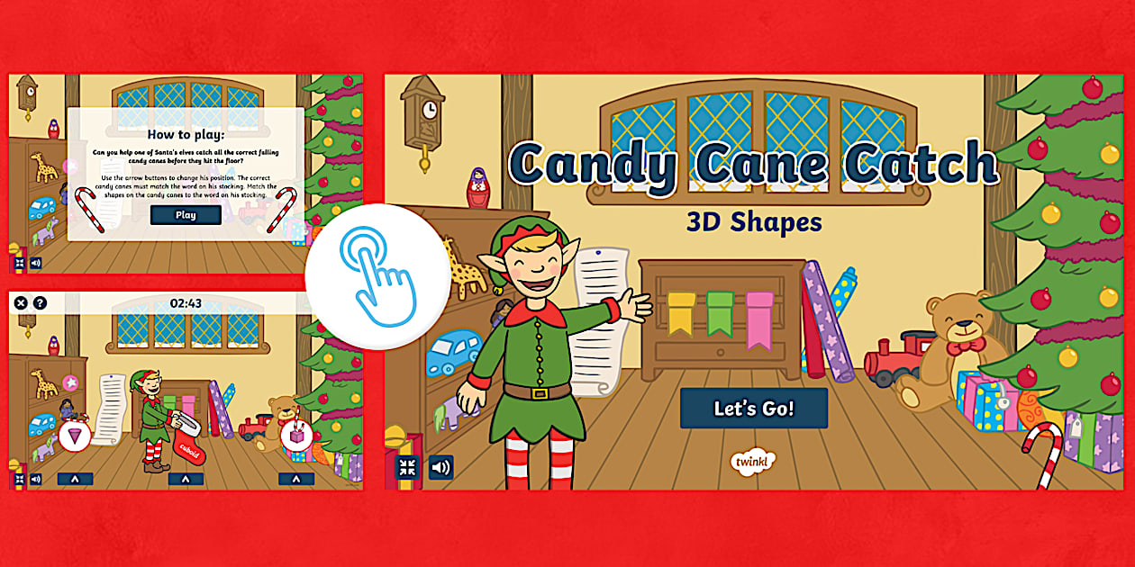 Interactive 3D Games - Candy Cane Catch - Twinkl Go!