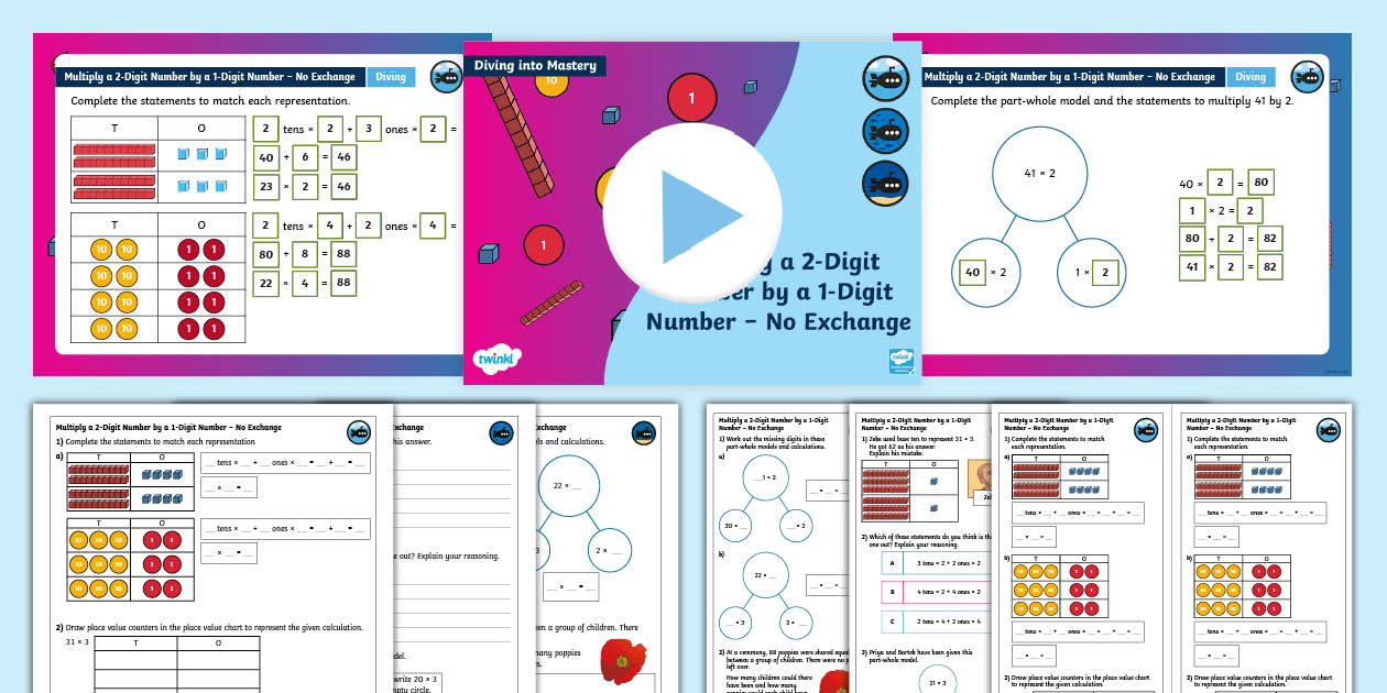 👉 Y3: Step 4 Multiply 2-Digit Number by 1 Digit – No Exchange