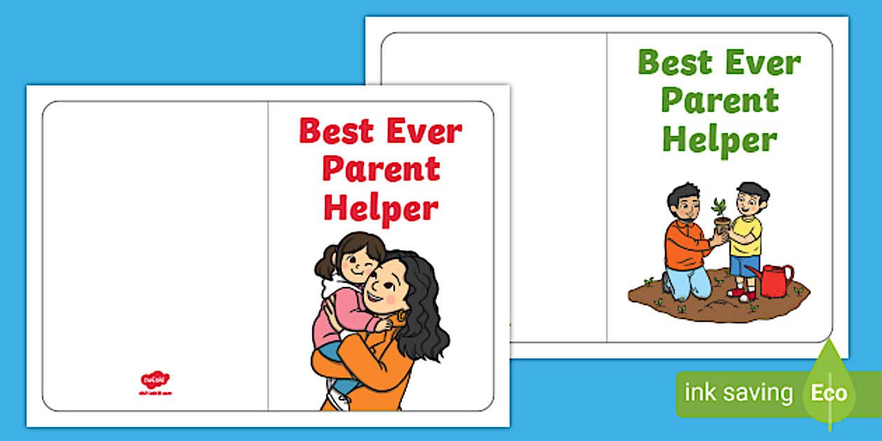 Black and White Best Ever Parent Helper Card (teacher made)