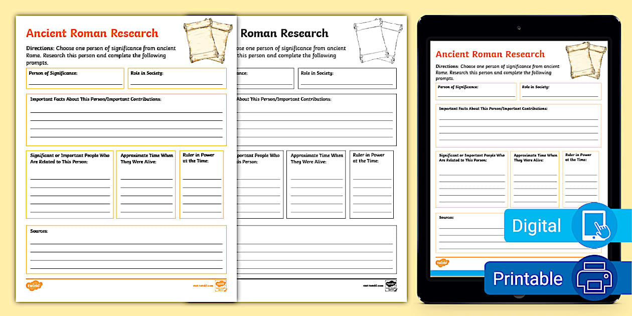 Ancient Roman Research Activity for 3rd-5th Grade - Twinkl