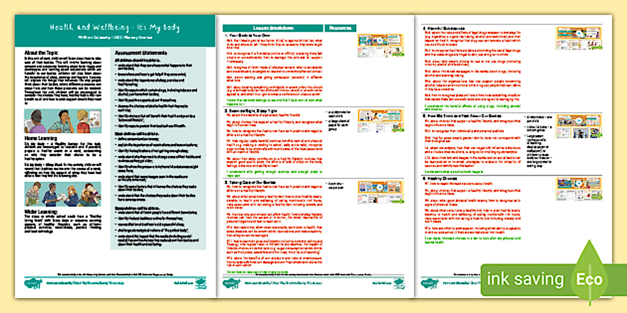 PSHE: UKS2 It's My Body - Planning Overview