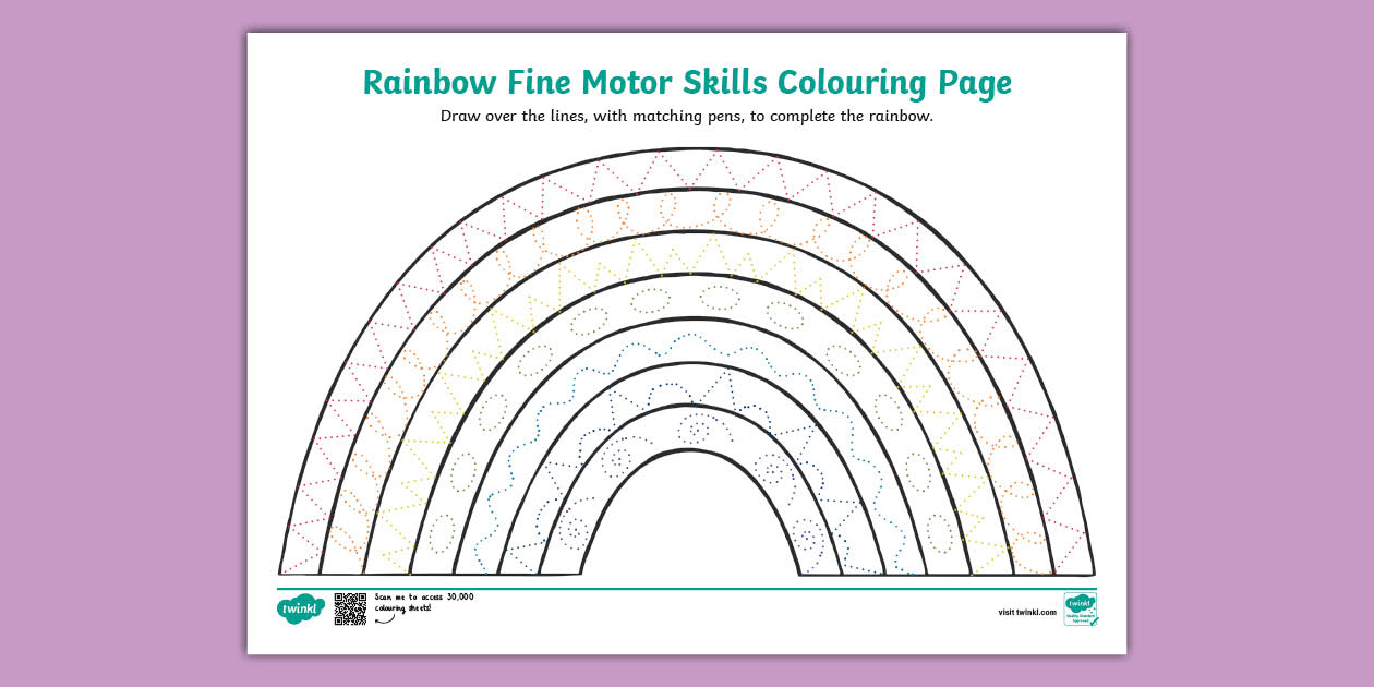 Rainbow Fine Motor Skills Colouring Page (teacher made)
